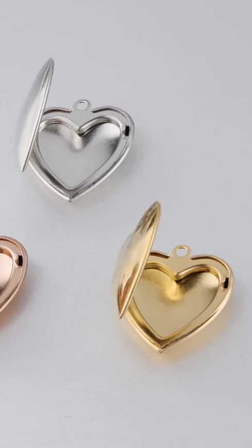 Stainless Steel Gold Heart Blank Photo Heart Locket Frame Memory ...