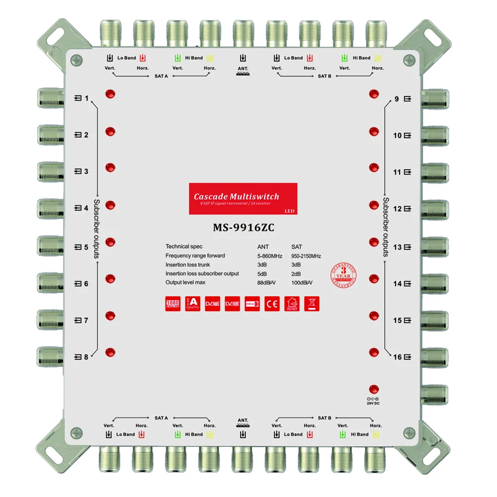 SMATV 950-2150mhz Multi-Port 5 Inputs 8 Outputs Switch