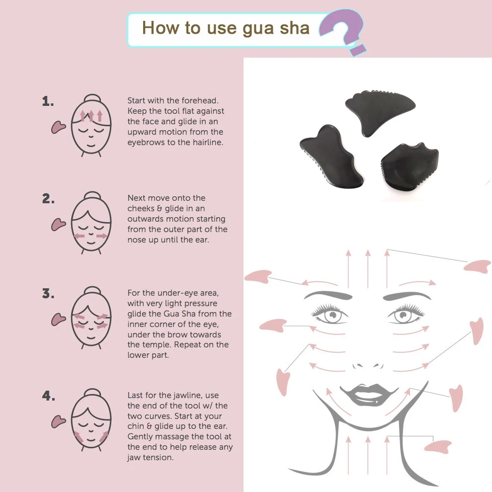 2024 New Multiple Sizes Black Bian Stone Guasha Stones Bian Stone Gua Sha Body Massage Tools for ...