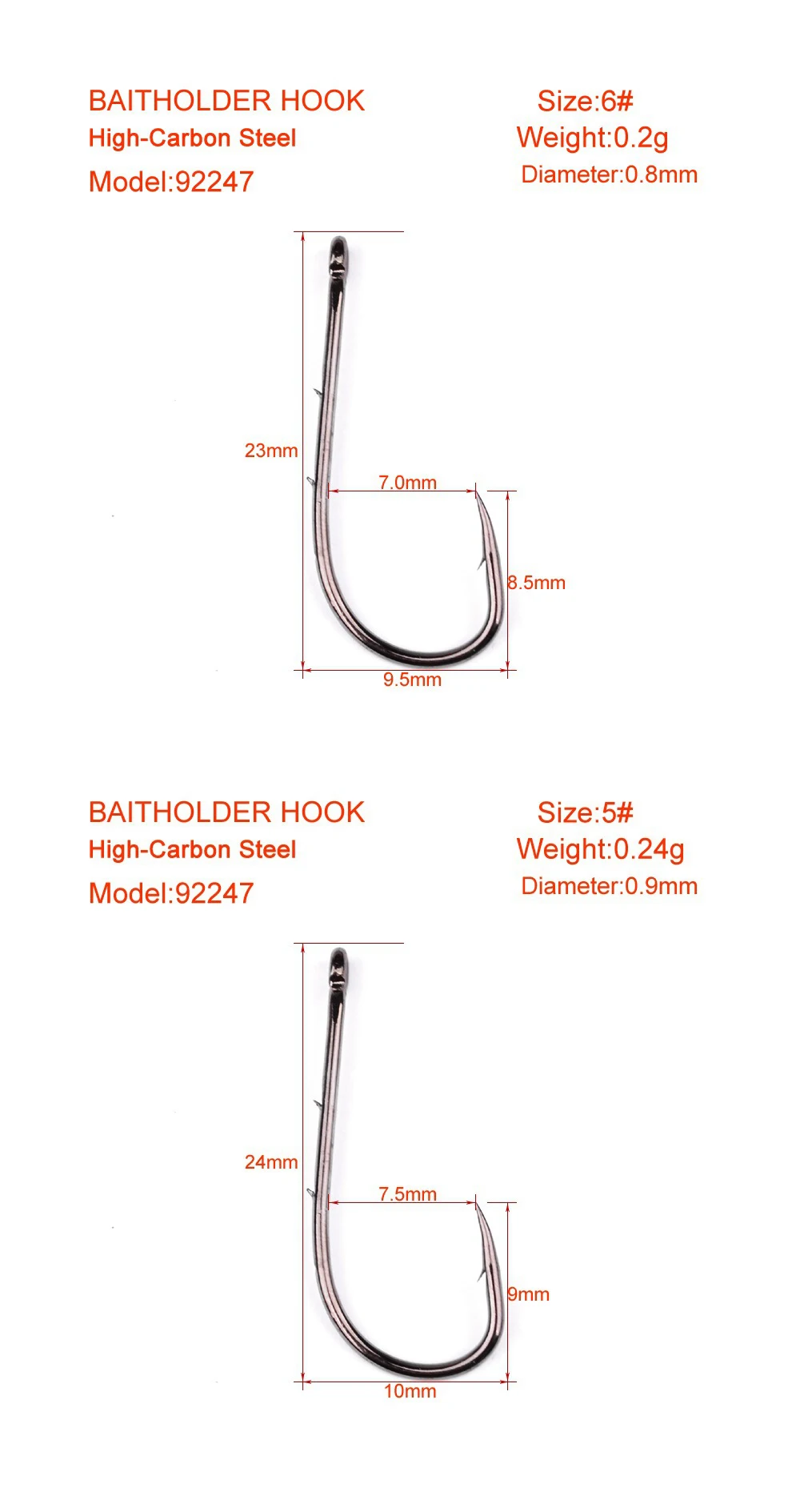 Horizon Barbed Fishing Hooks - Durable Carbon Steel Tackle