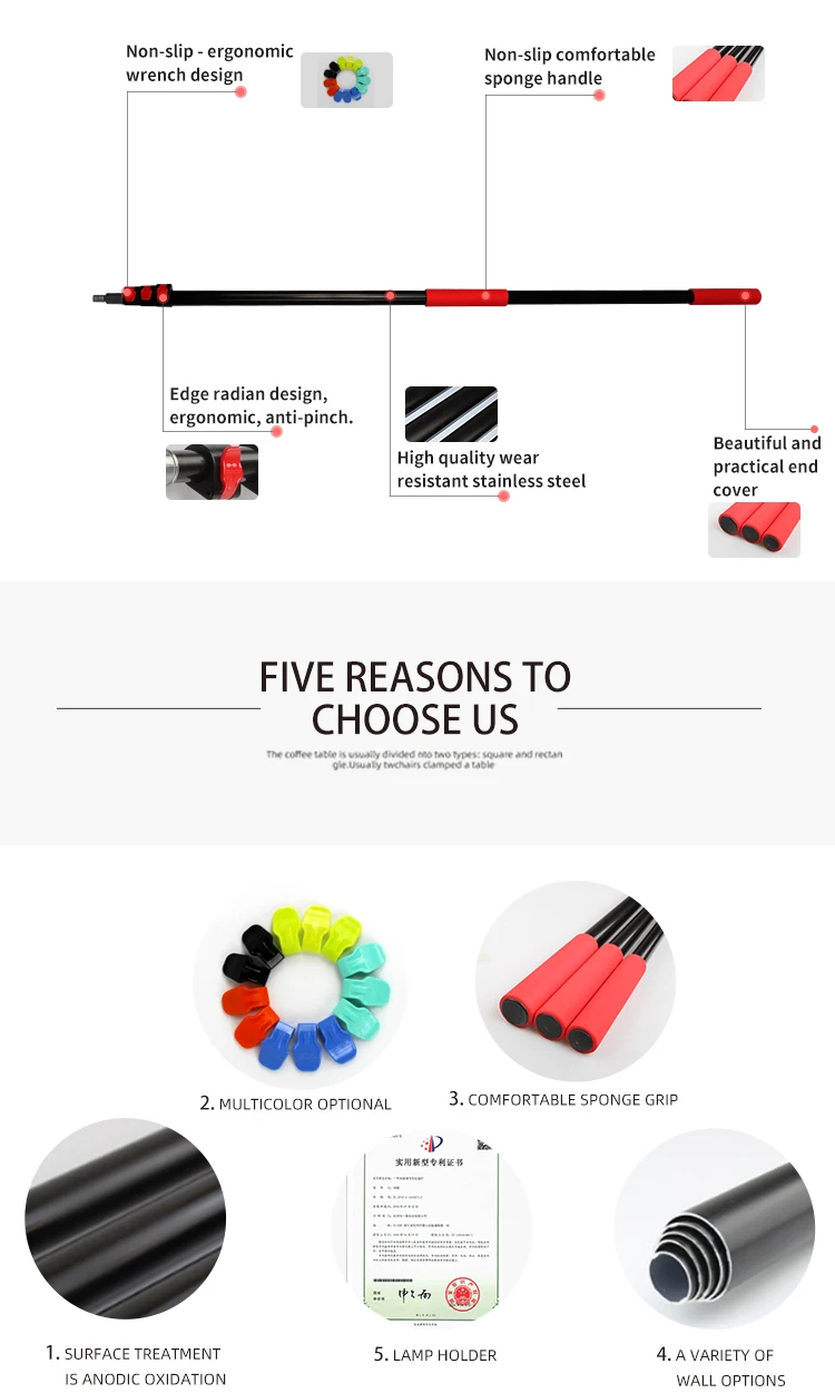 Extentool 8ft Fiberglass/aluminum Push Button Adjustable Pole ...