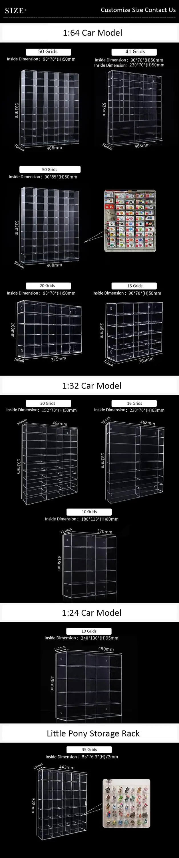 Acrylic Custom Model Car Display Racks 1:64 1:32 1:24 Car Model Storage ...
