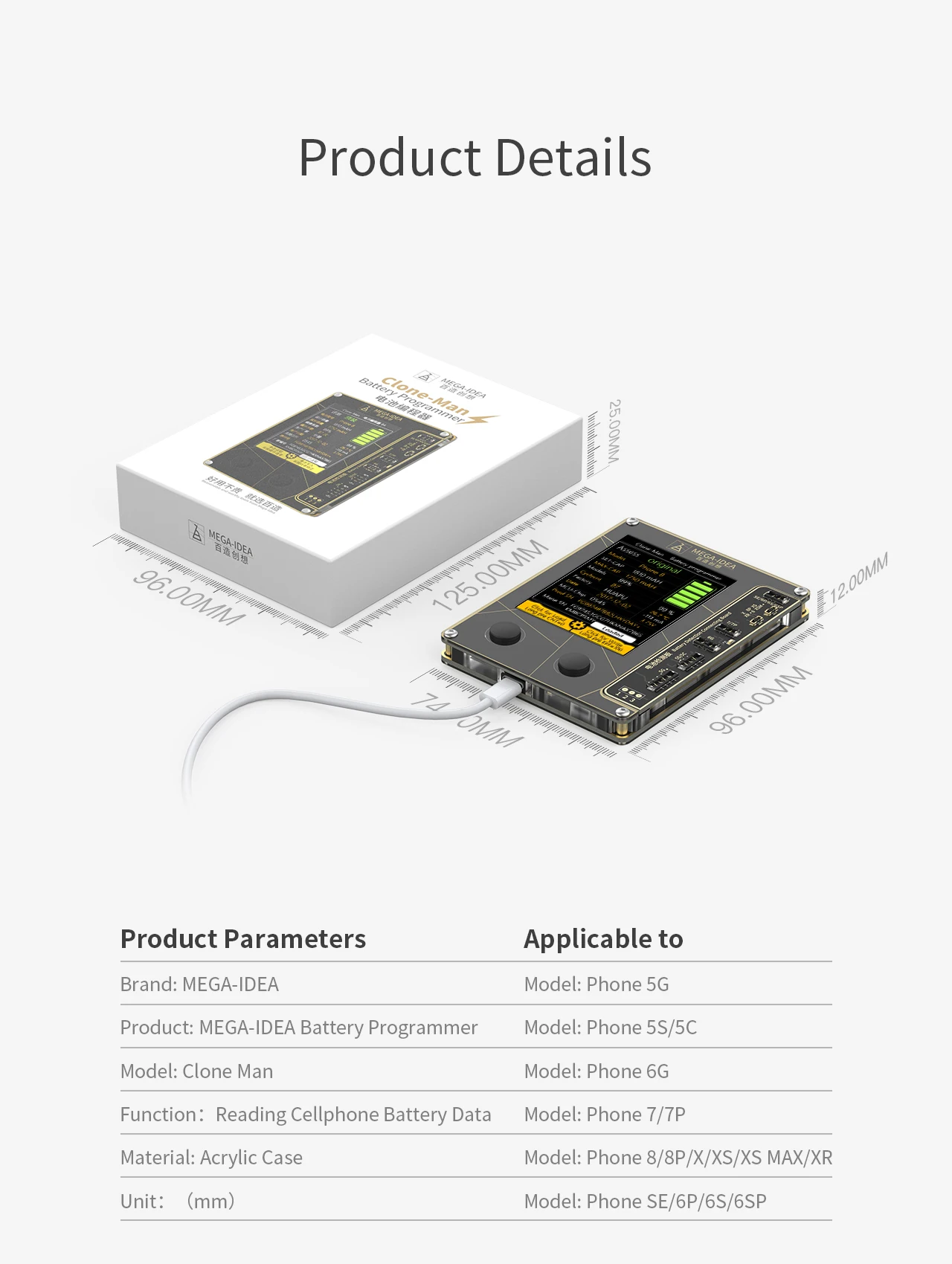 Mega Idea Clone Man Battery Programmer - Buy Qianli Mega Idea Battery ...