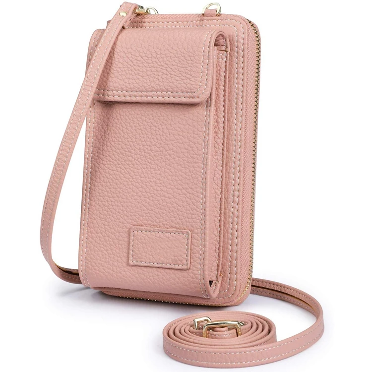 Pink Light Blue Small Mobile Phones Purse Women's Zip Pu Leather Wallet ...