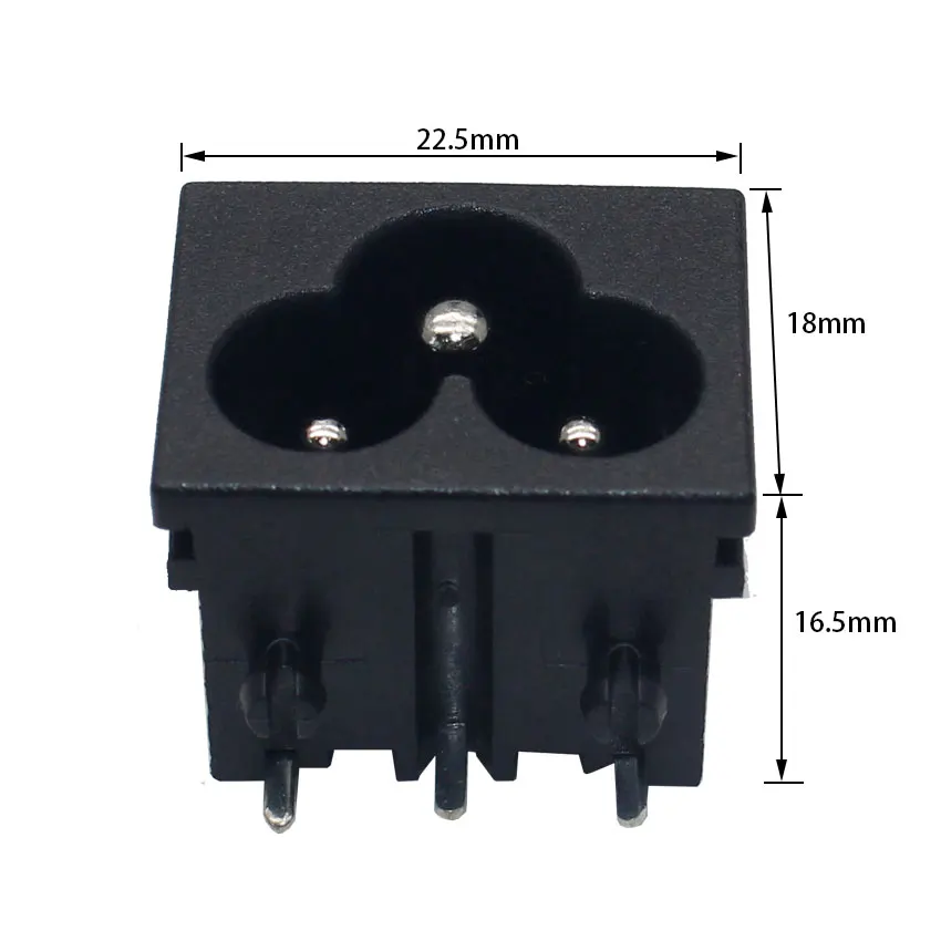 DB-6 Black 3 Pin IEC320 C6 Inlet Plug Power Socket AC 2.5A 250V
