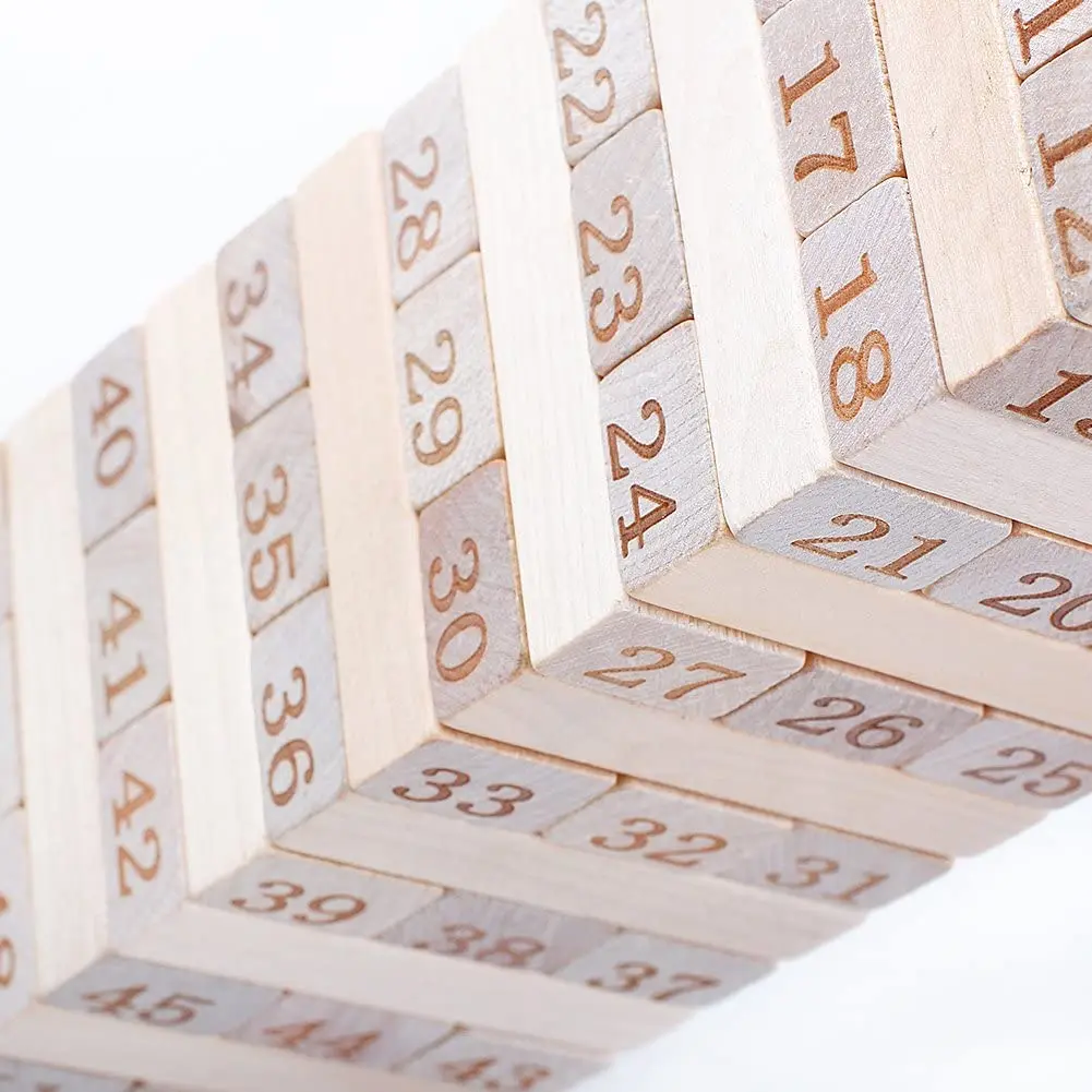 Classic Wooden Jenga Stacking Board Games Building Blocks For Kids ...