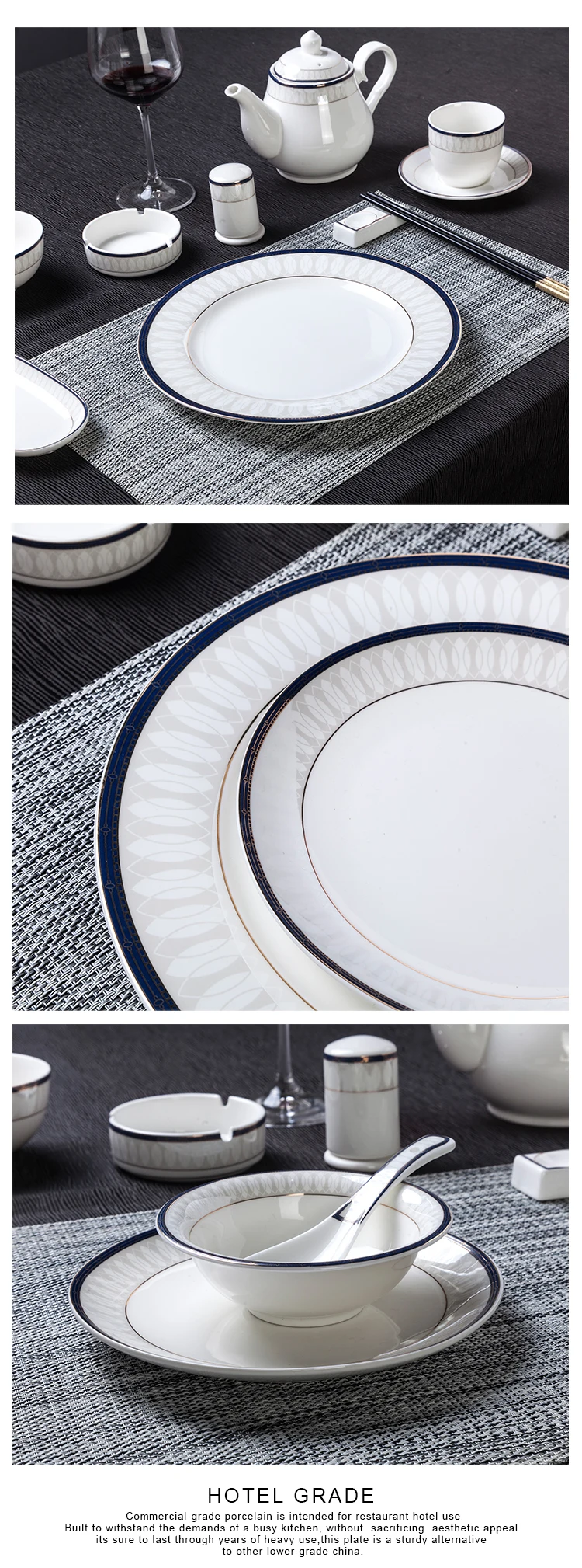 Elegant Decal Plates Set Dinnerware Luxury Tableware Fine Bone China ...
