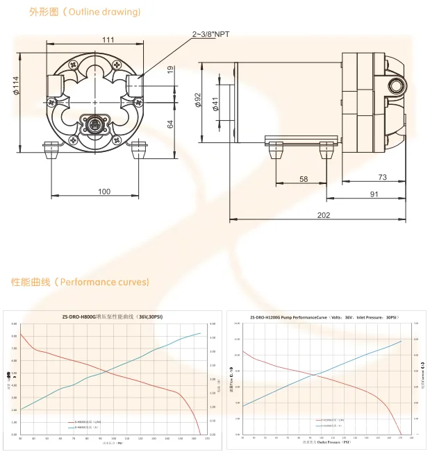 H Series 800GPD, 1000GPD, 1200GPD Diaphragm RO Booster Pumps for ...