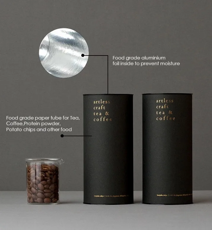 Custom Printed Cylinder Cardboard Food Grade Kraft Container