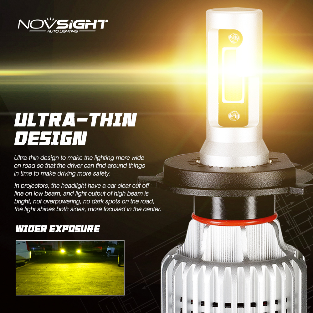Novsight A500-n12y 3000k Yellow Light High Low Beam 72w 10000lumens H7 ...