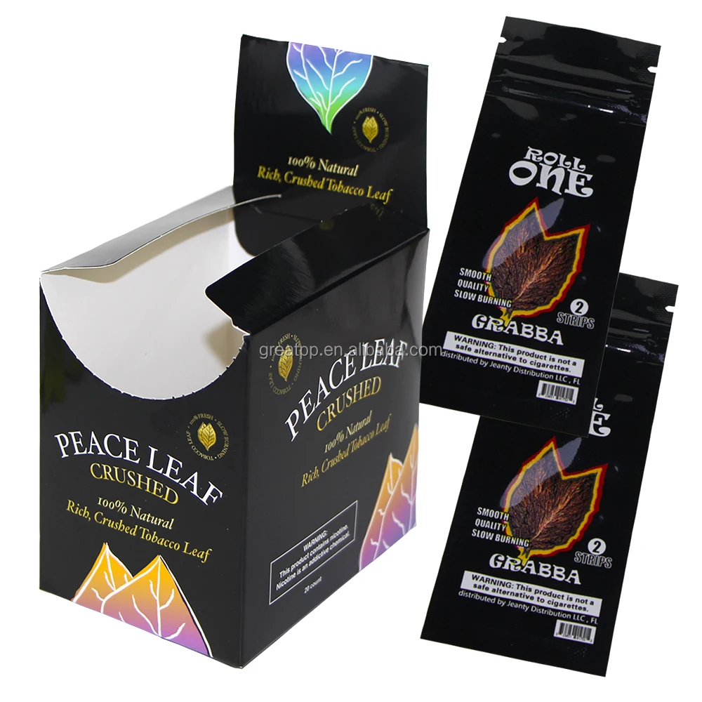 Custom Printed Aluminum Foil Natural Grabba Leaf Wraps Package Bags And ...