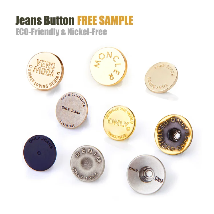Fancy Movable Tack Button Custom Engraved Logo Shank Button Coat Jeans ...