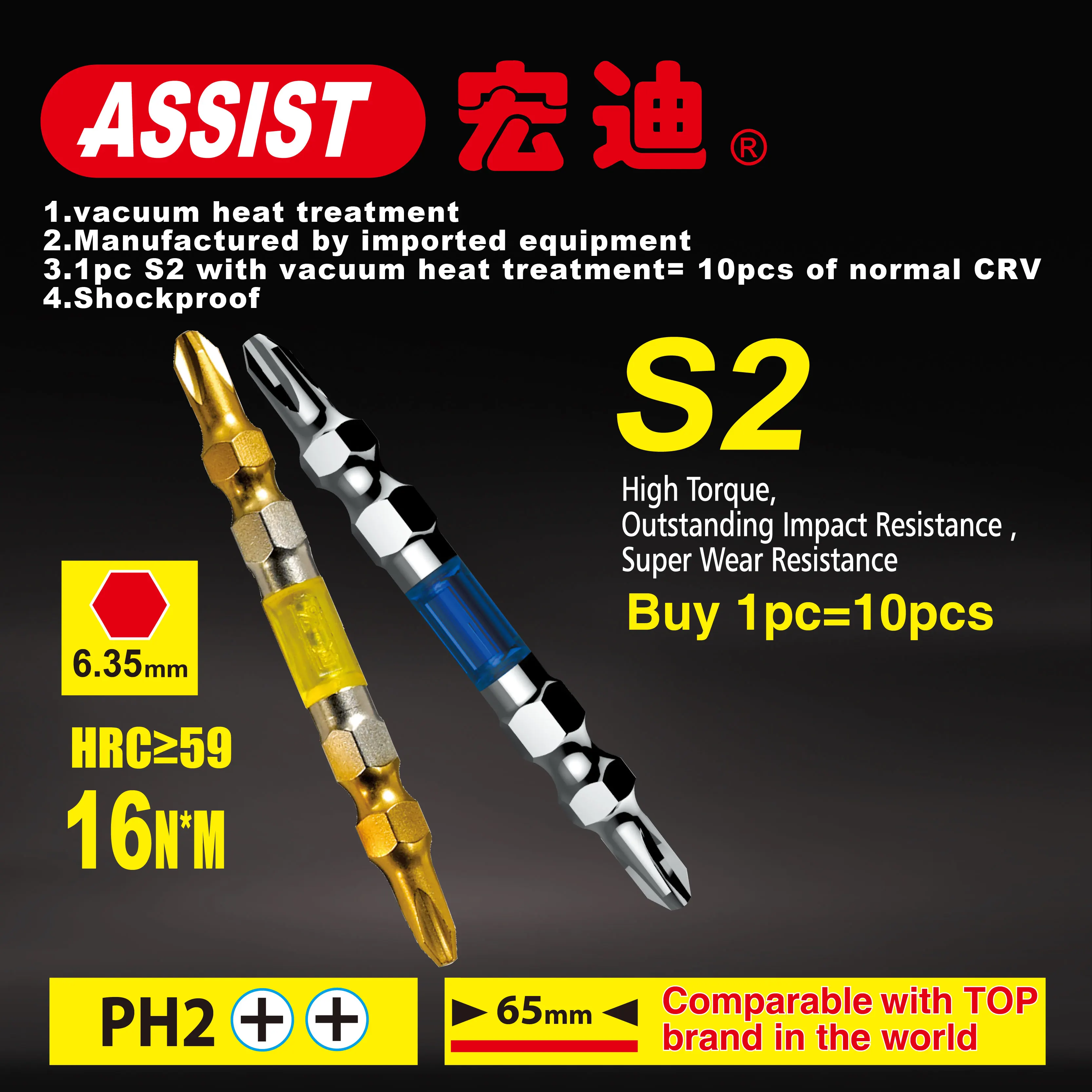 Heavy Duty Double PH2 Head S2 Material Shockproof Screwdriver Bit Set