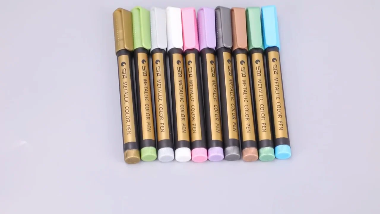 Set Of 10 Colors Metallic Brush Marker Pens Art Marker For Black Paper ...