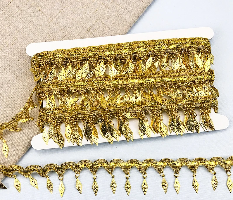 Wholesale Luxury Gold Coin Lady Head Metallic Metal Tassel Trim For ...