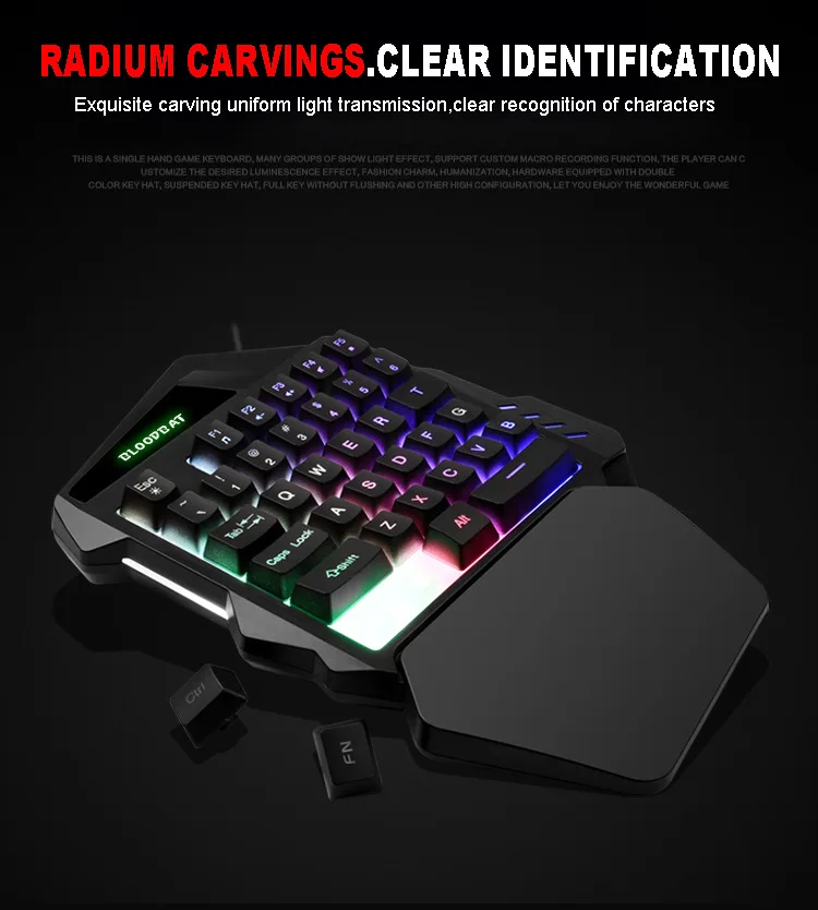 G94 Mini Gaming Keyboard With 3 Colors Led Backlight One-handed Usb ...