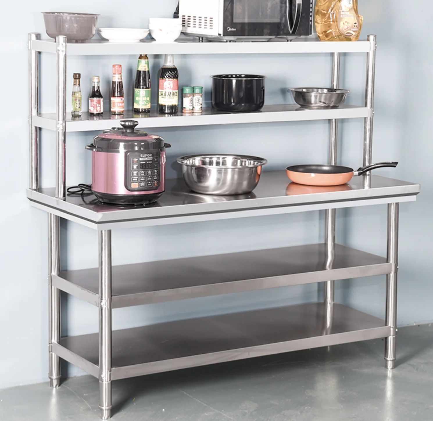 Commercial Kitchen Three Level Work Table/commercial Food Preparation ...