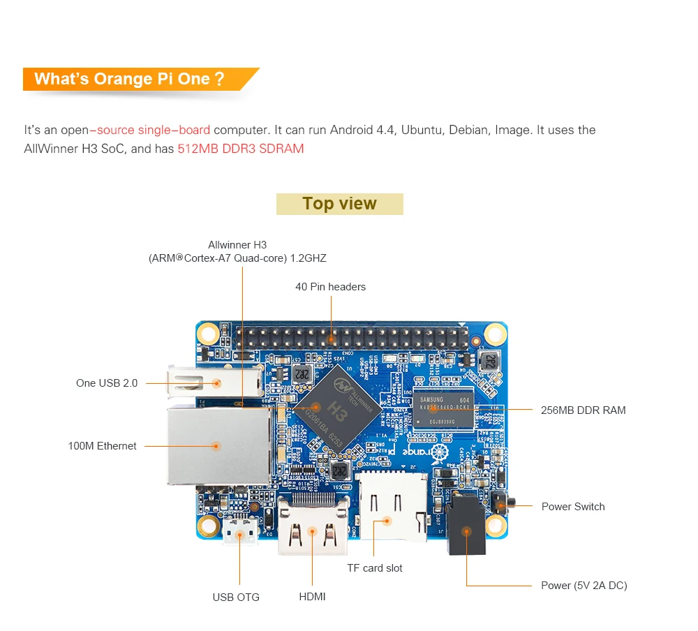 Orange Pi One H3 512MB Quad-core Support Ubuntu Linux and Android Mini ...
