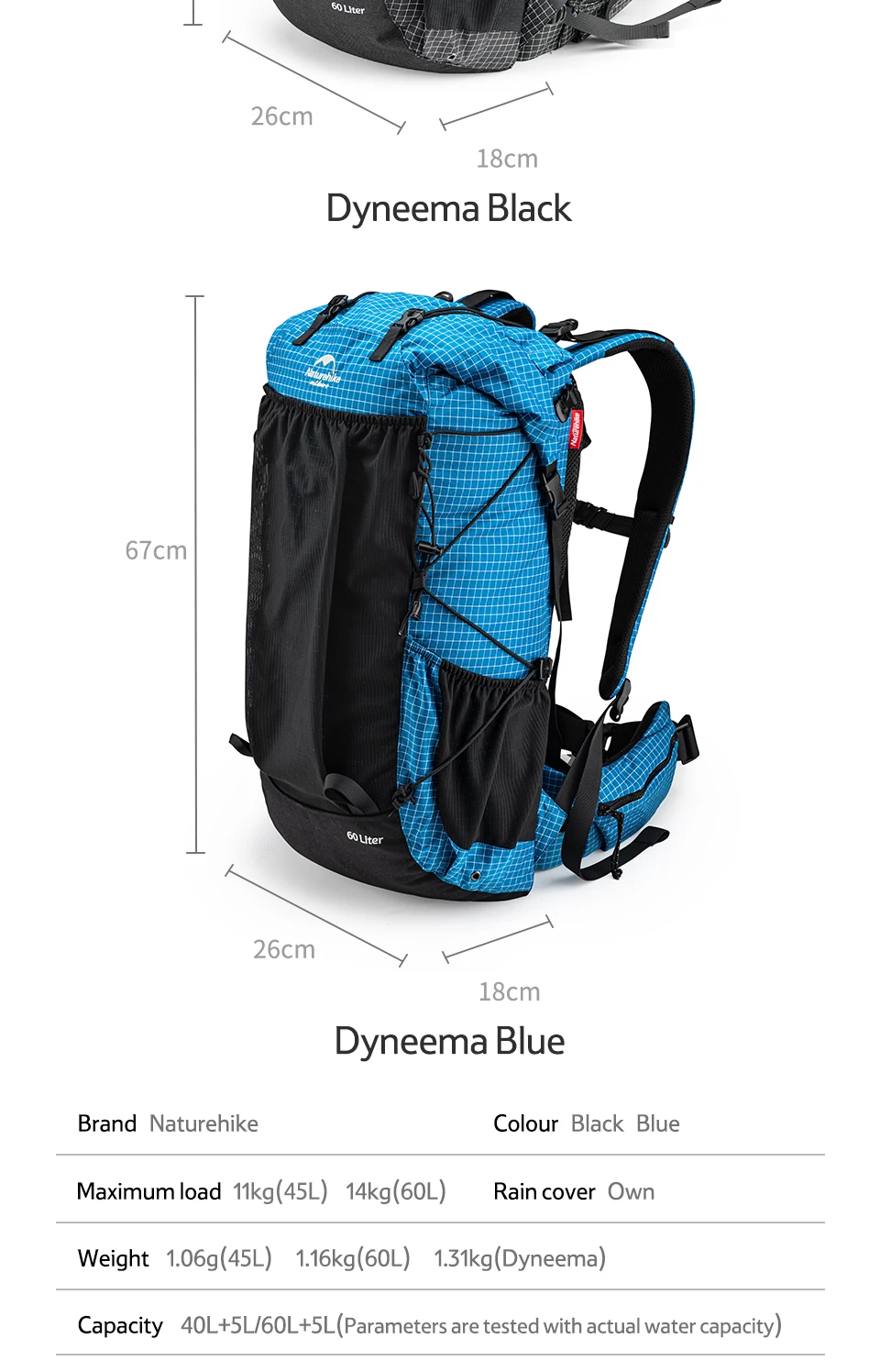 Naturehike Outdoor Camping Climbing Backpack Bag 40 60l +5 Rock Series ...