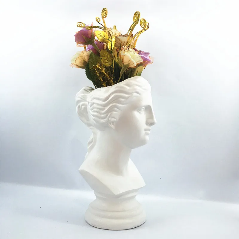Modern Resin Pure White Plastic Flower Vase Venus Bust Decorations ...