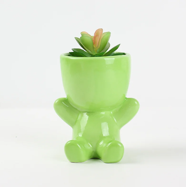 Nordic Human Body Shape Mini Ceramic Succulent Plant Pot 4pcs Porcelain ...