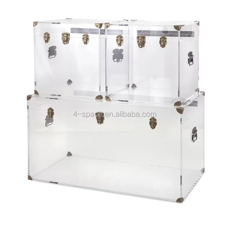 Luxury Customized Lucite Gold Studded Case Table Top Large Clear ...