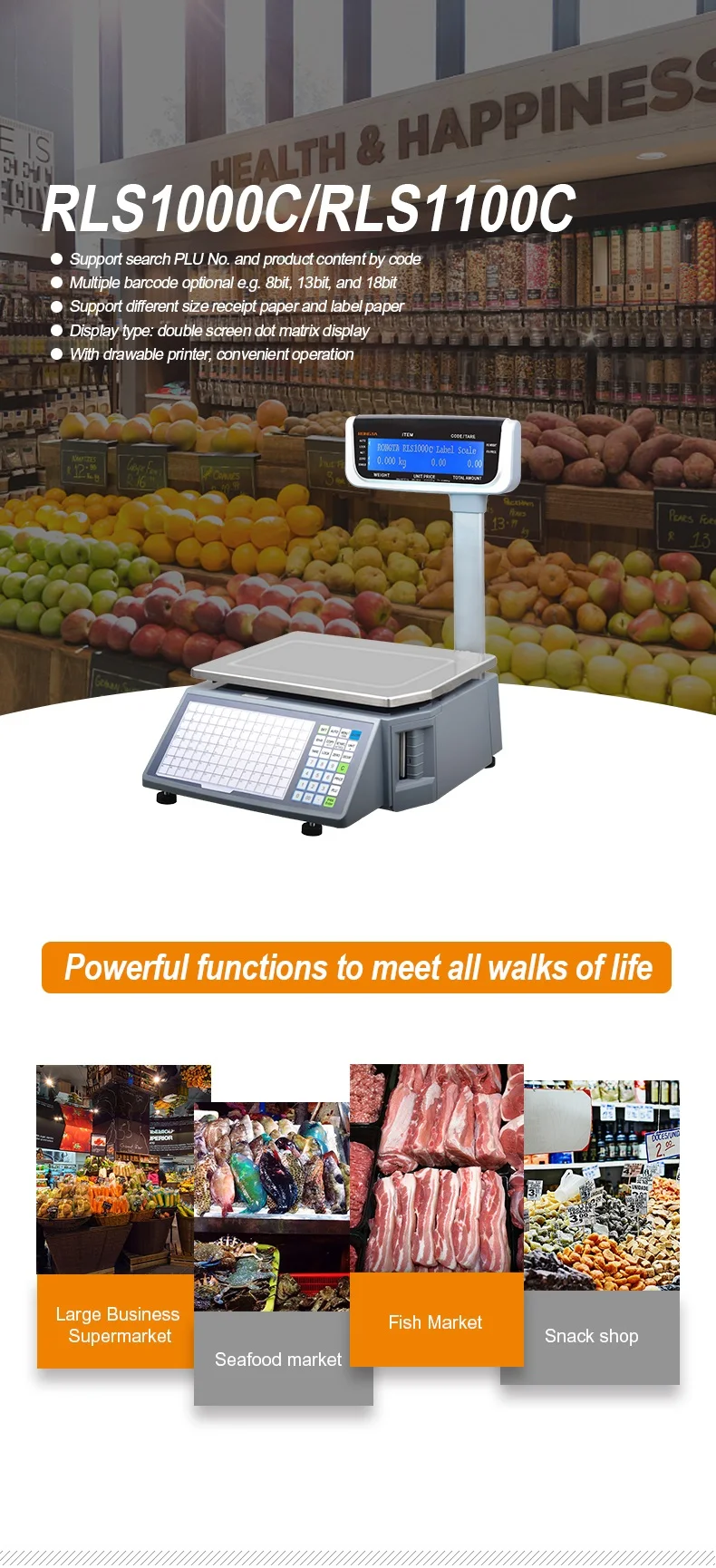Wifi Ethernet and RS232 Interface Barcode Weighing Scales Rongta ...