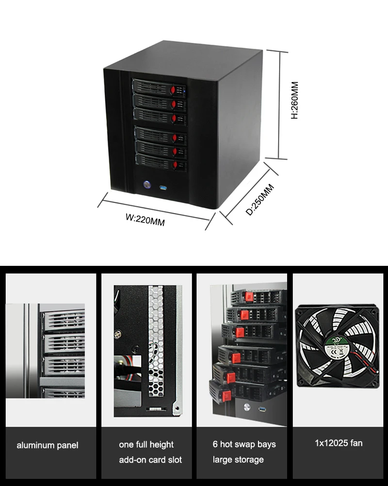 Oem 6 Bay Nas Case 4 Core Cpu Server Case 6 Hot Swap Bay Server Case ...