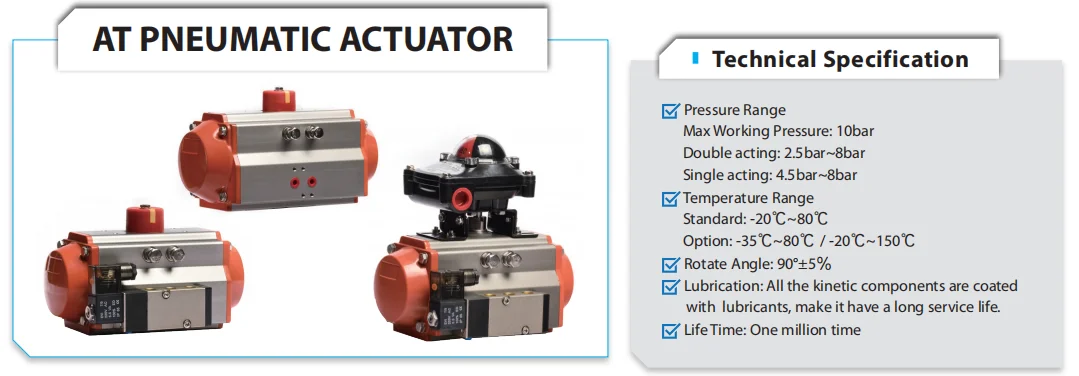 Kailing Double Single Acting AT Pneumatic Actuator Linear Actuator