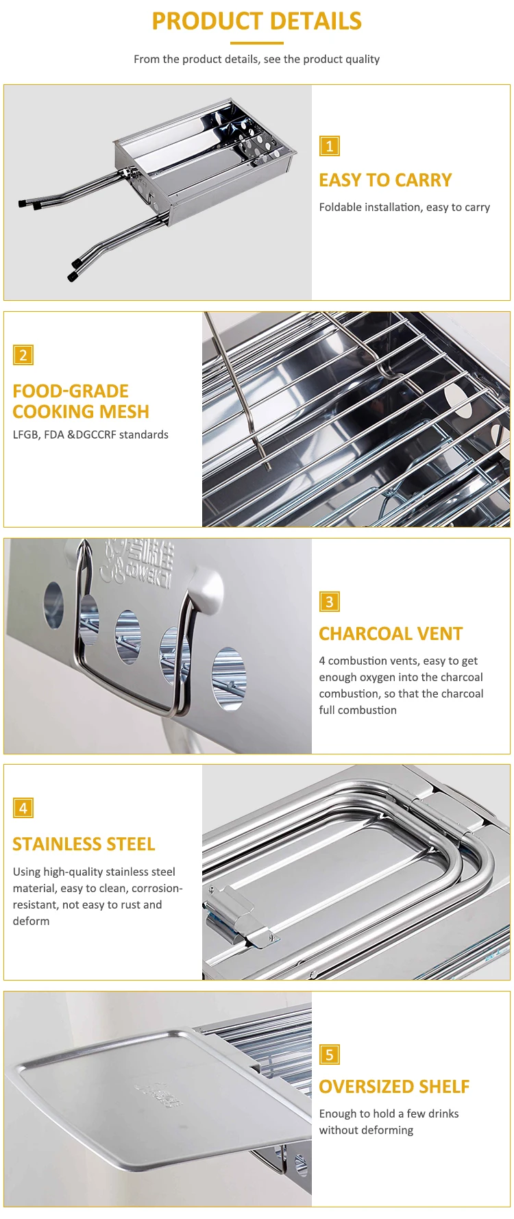 Customized Folding Outdoor Korean Table Grill Camping Stainless Steel ...