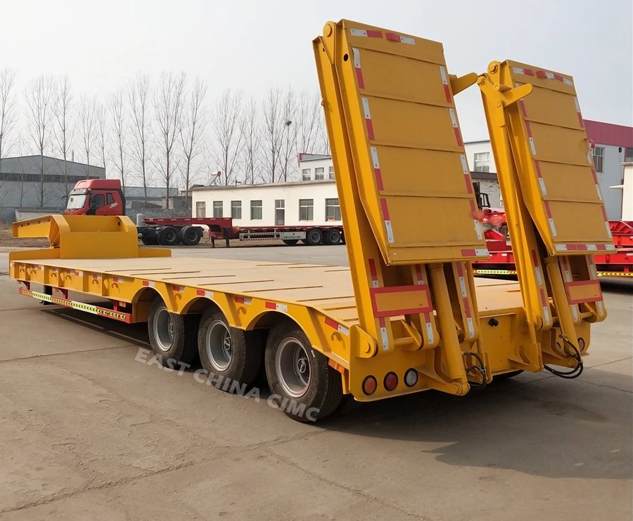 3 Axles 12 Wheels 40tons 45ton Low Loader Platform Truck Trailer 60tons ...