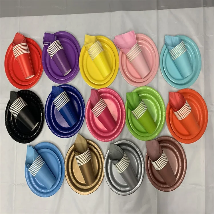 Plain Colour Paper Plate & Cup - Perfect for Party Decor