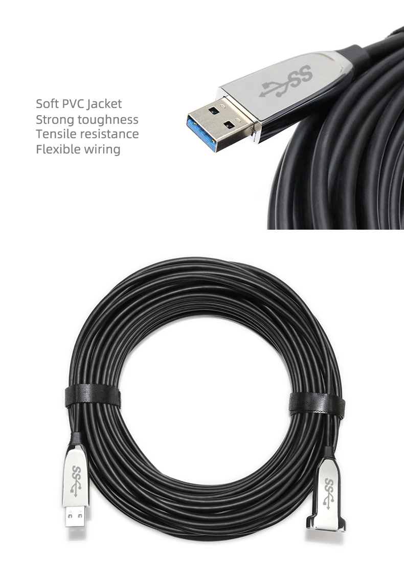 Poshshine Aoc Usb 3.0 Fiber Extension Cable Up To 100m Pvc Connector ...
