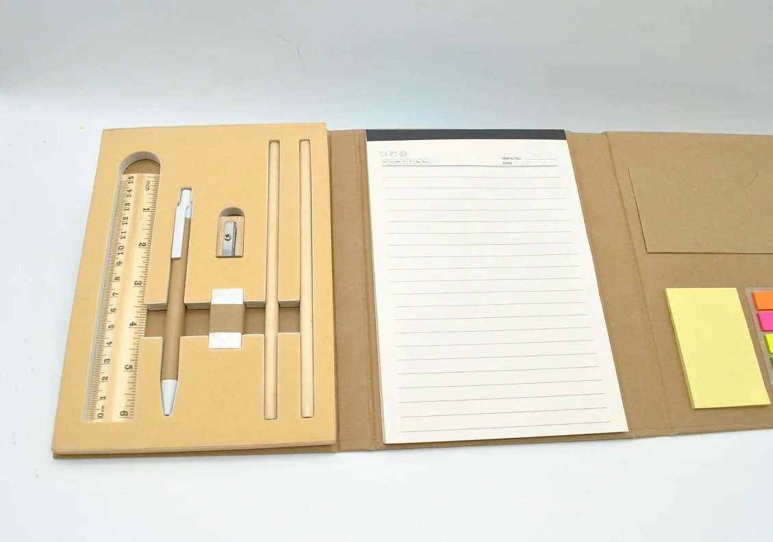 Customized Eco Friendly Kraft Hardcover Notebook Notepad With Sticky ...