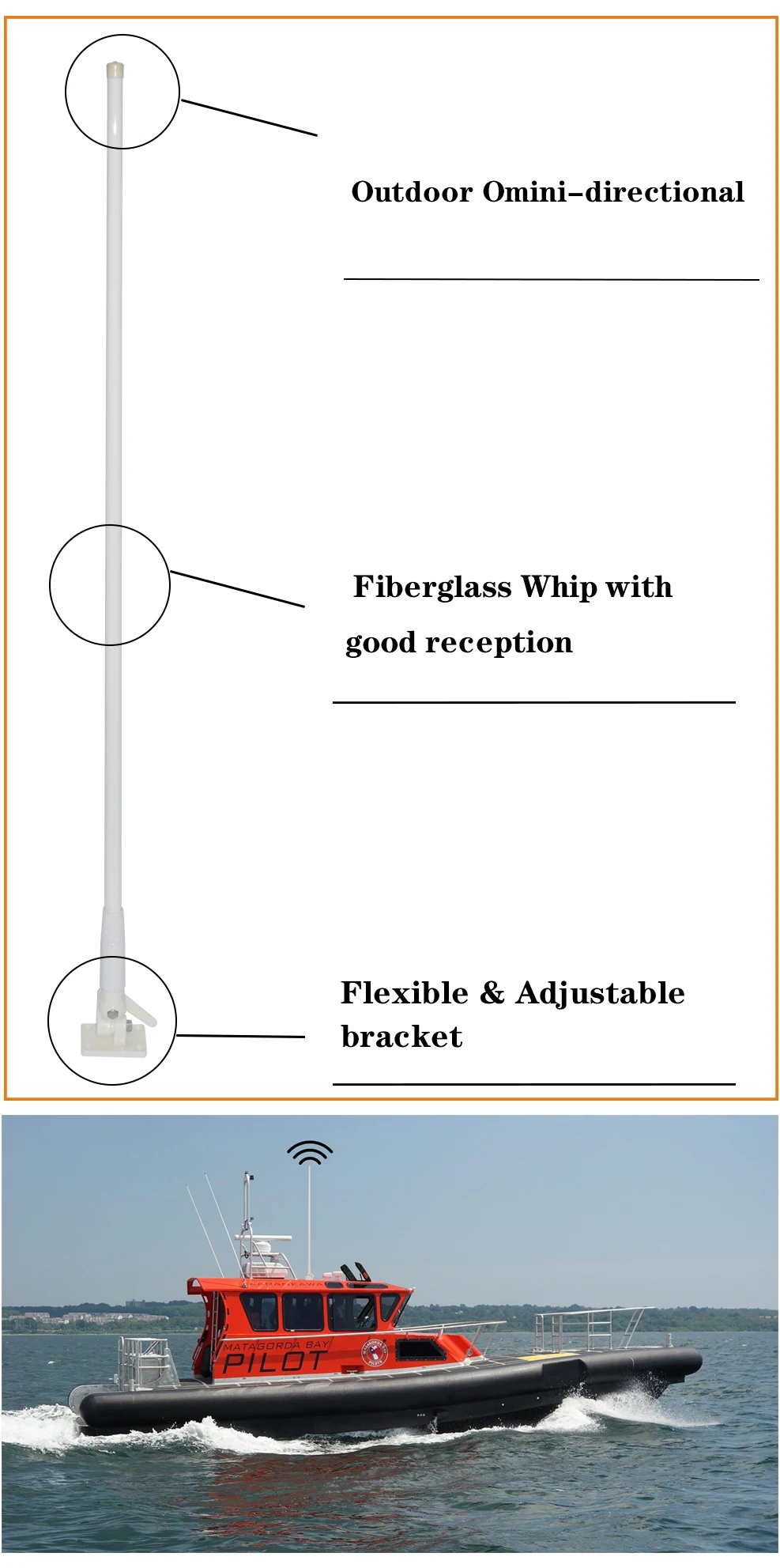Marine Antenna Omni Direction Outdoor Fiberglass Yacht Antenna for ...