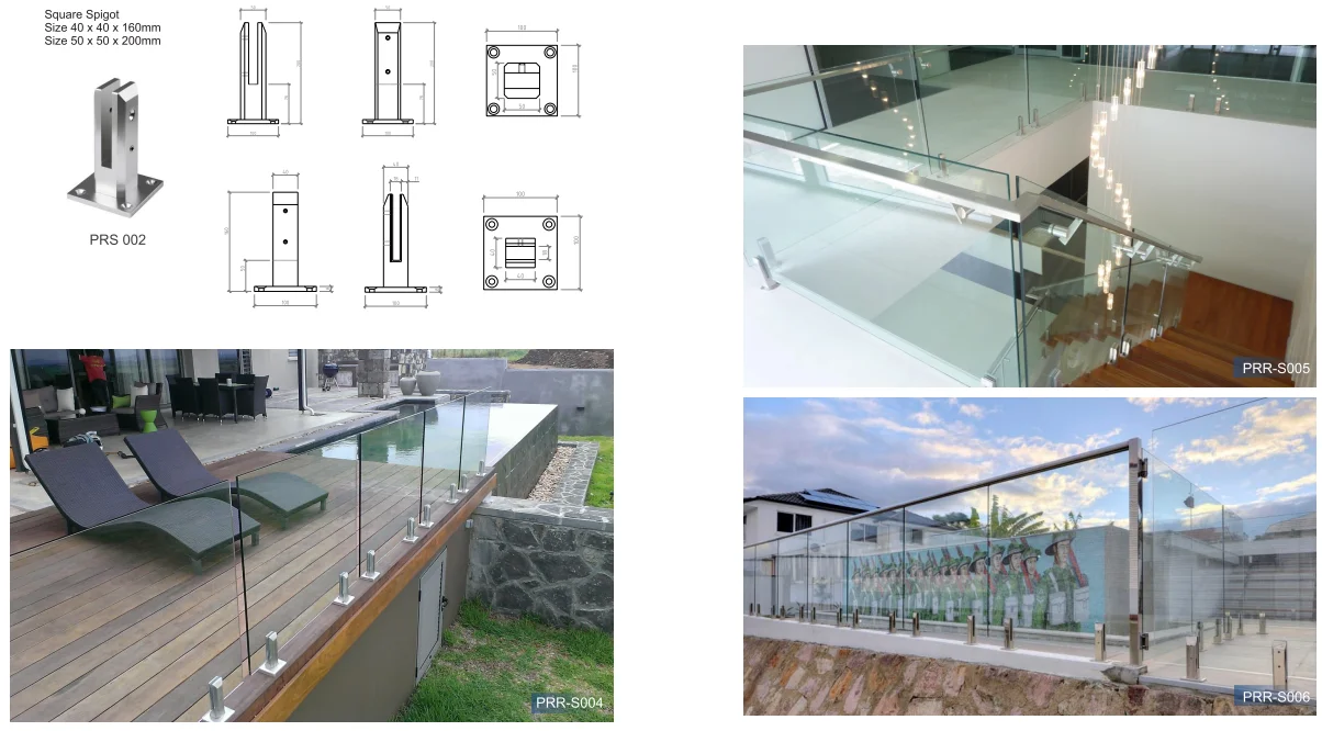 Simple Stainless Steel Glass Parapet Wall Post Modern Glass Railing