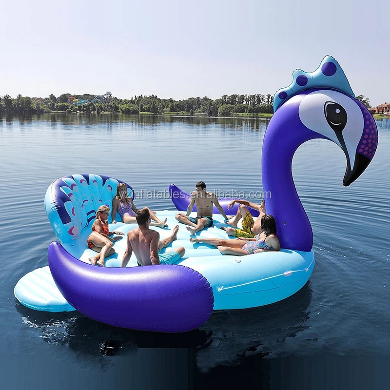 6 Person Inflatable Peacock Pool Float Island - Perfect for Parties