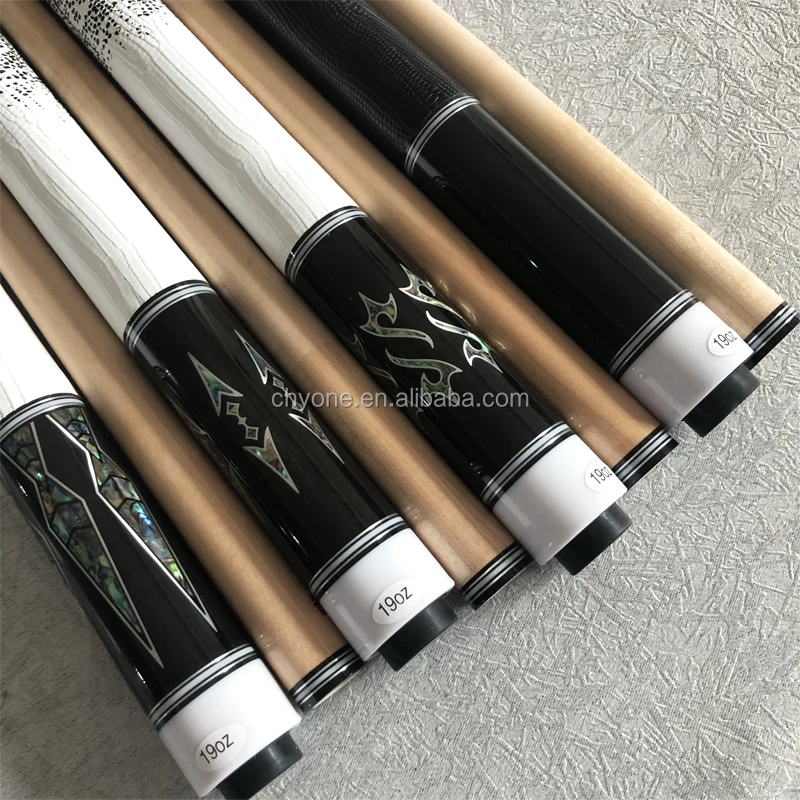 Customized Ebony Wood Lizard Leather Pool Cue with Abalone Shell Inlay