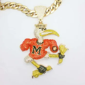 Miami Hurricanes Turnover Chain 18k Gold Plated Necklace Mascot ...