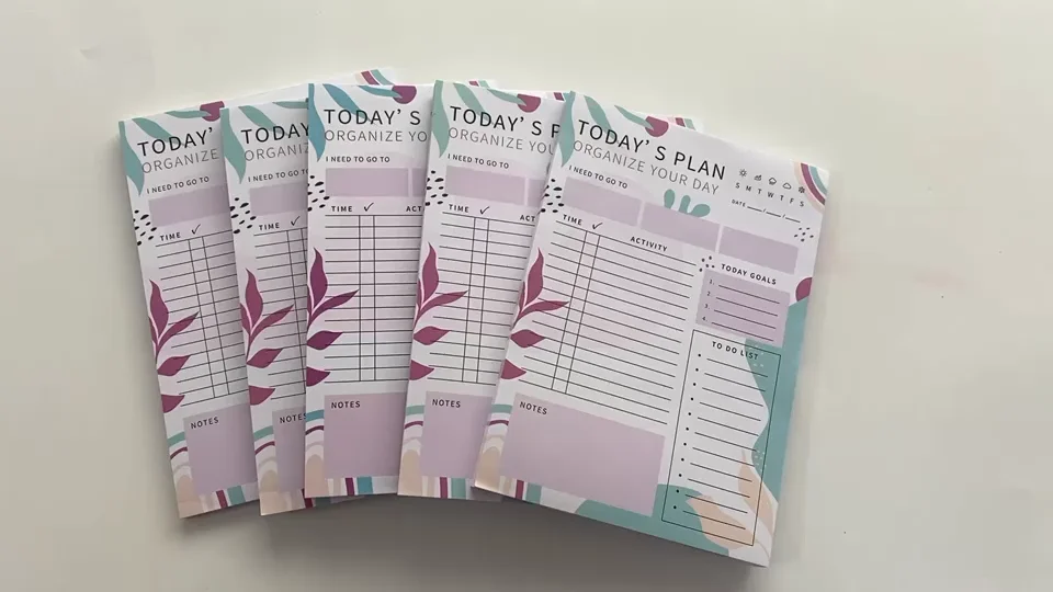 New Design Weekly Notepads Custom Logo Printed Pink Gold With Tear Off ...