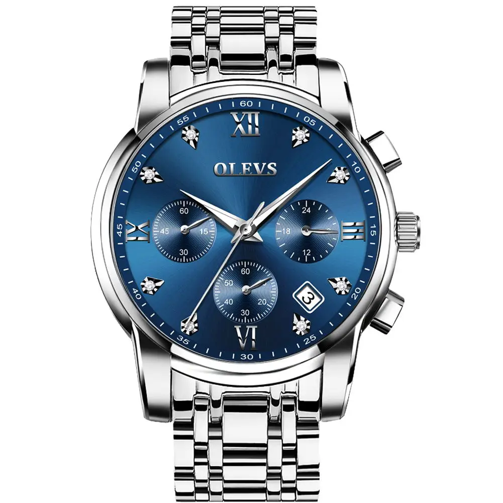 Olevs Brand Men's Business Chronograph Fashion Luxury Stainless Steel ...
