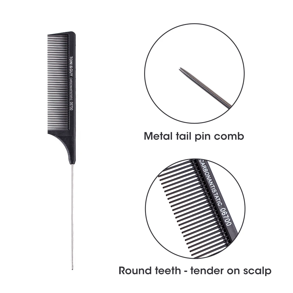 Wholesale Antistatic Metal Pin Tail Comb Carbon Material Hair Cutting ...