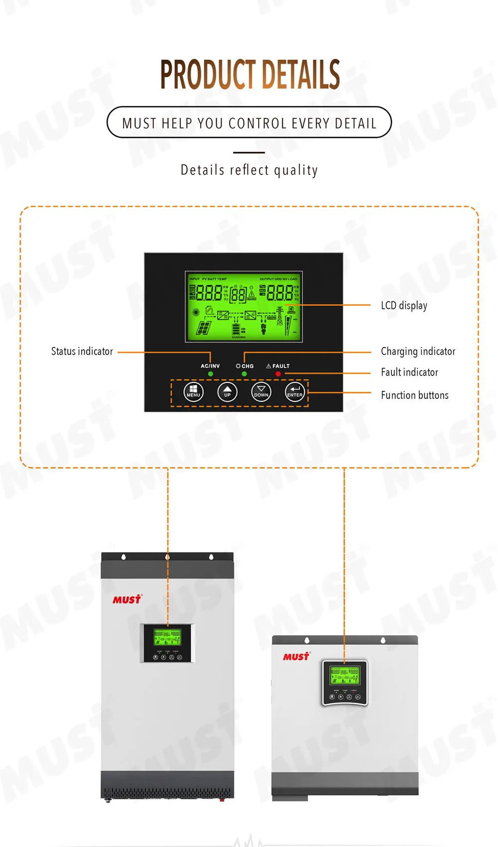 Must Pv1800 Vpm Series High Frequency Off Grid Inverter 2000w 3000w ...