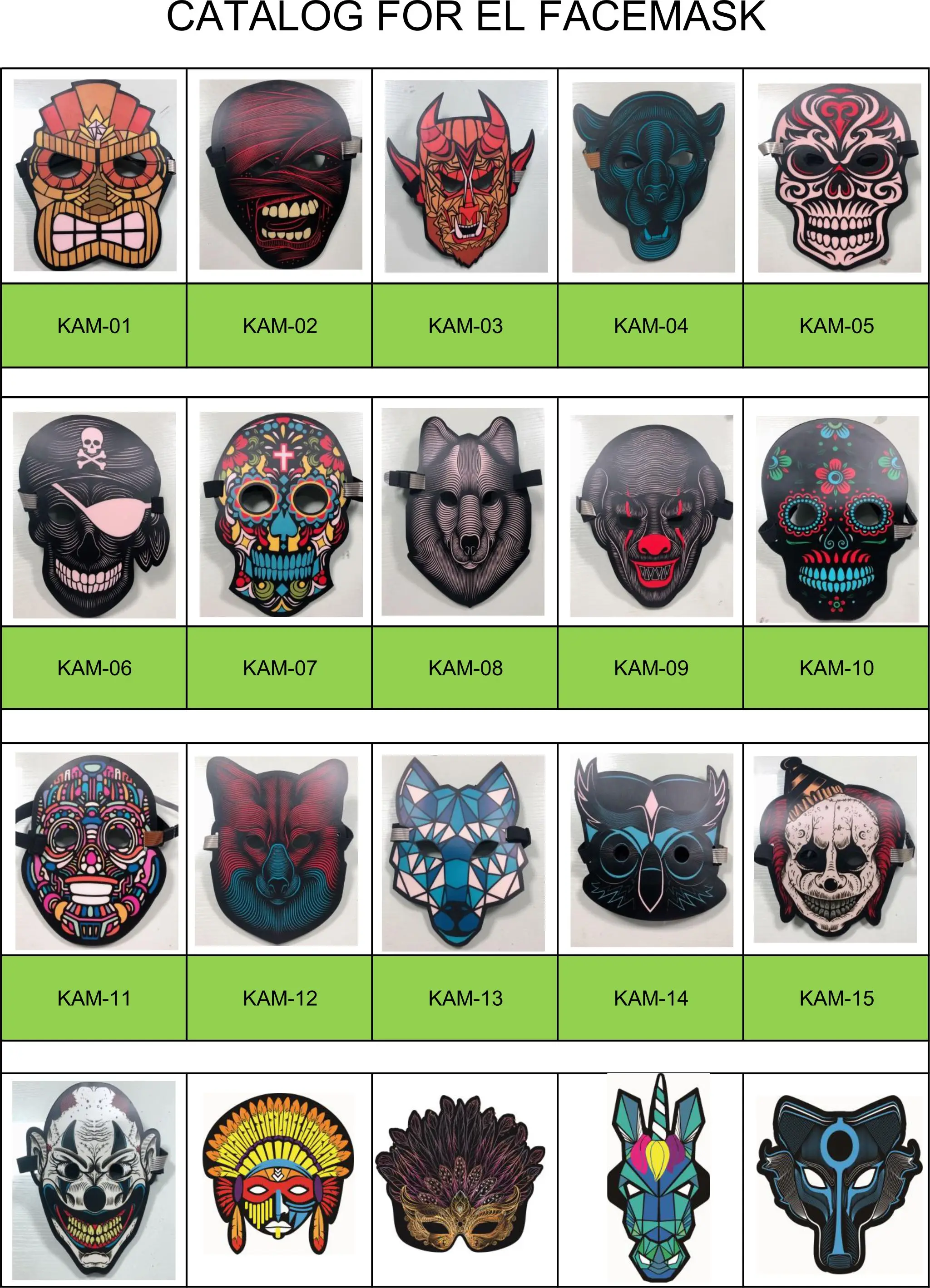 2020 Custom Activated Full Face Led Mask Party Bondage El Facial Animal ...