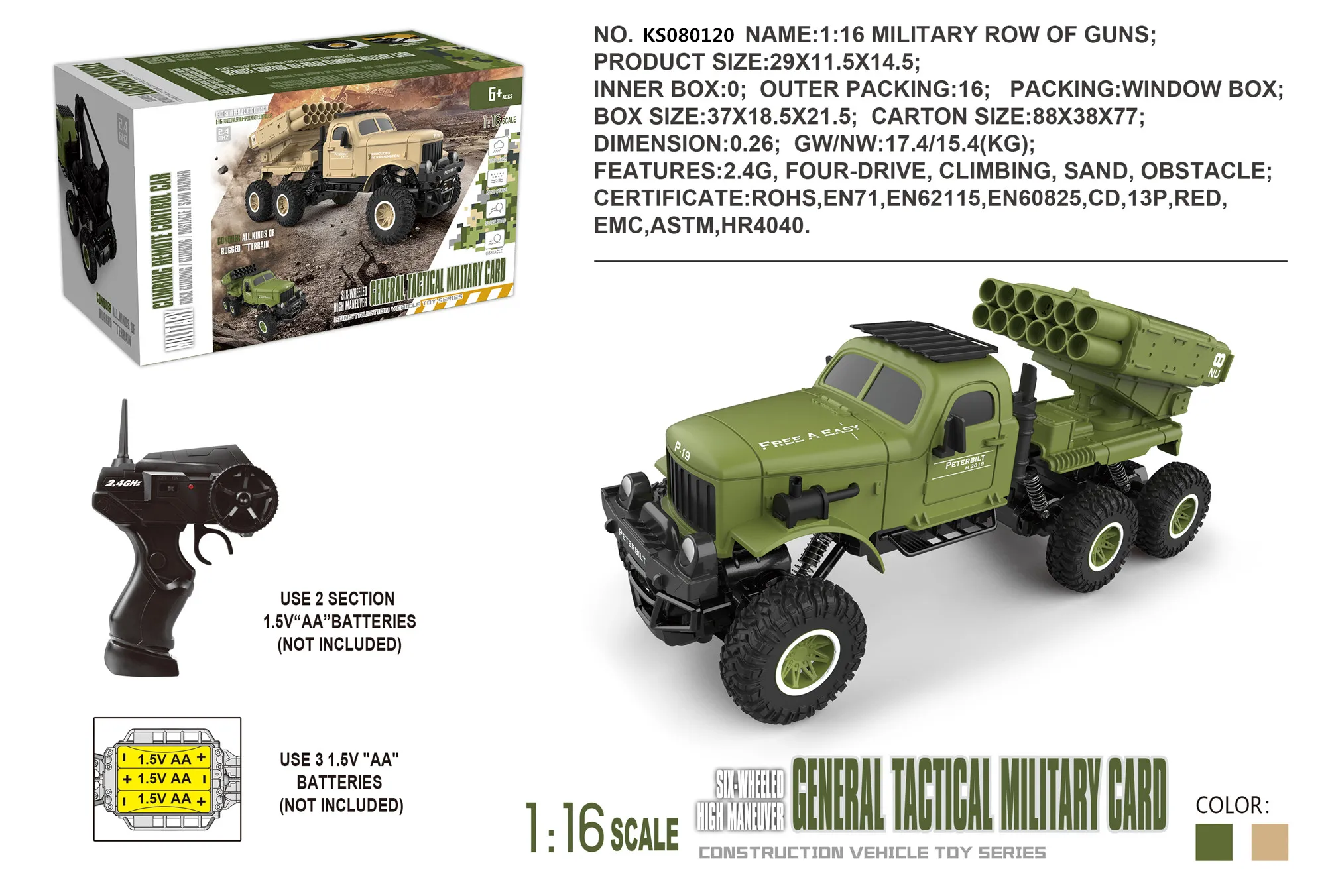 2019 New 4wd Remote Control Monster Truck Toys For Kid Military Row Of ...