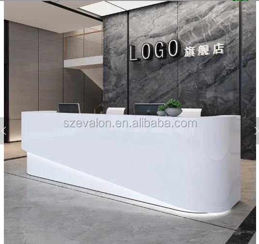 Carrara White Marble Reception Desk Table Front Counter Stainless Steel ...