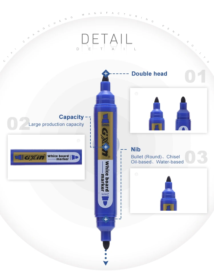 Gxin G-219 High Quality Dual Tips Marker Pen Double Nibs Whiteboard ...