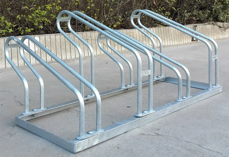 U Shaped Rack Standing Steel Bike 3 Place Stand Floor-mounted Bicycle ...