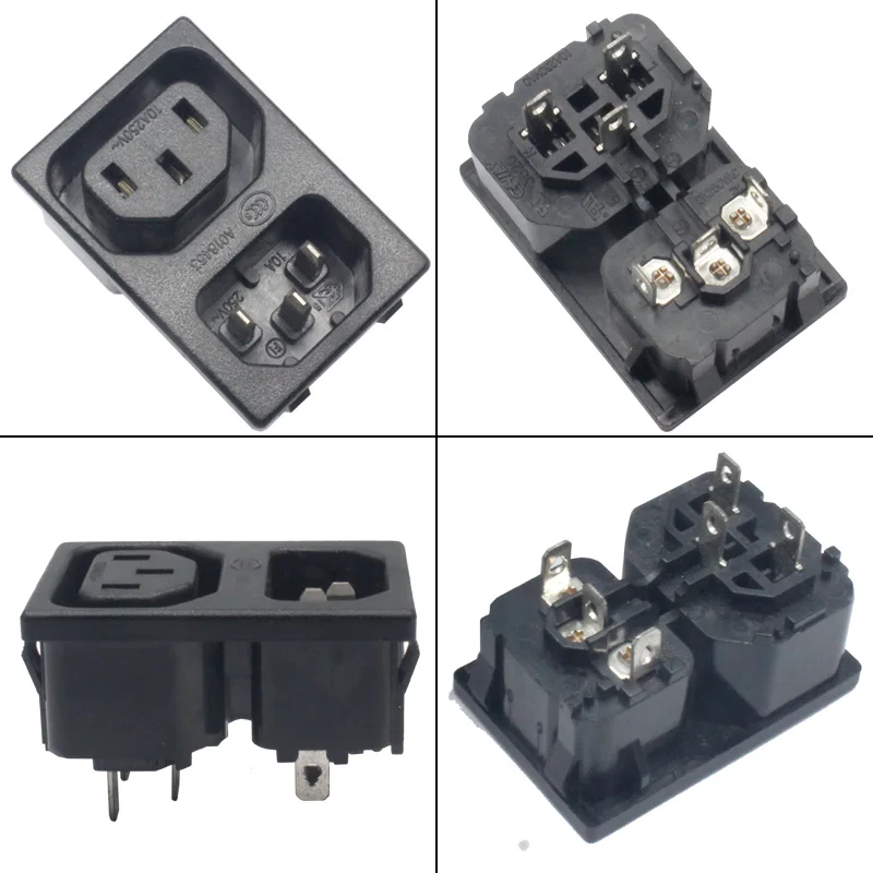 250v 10a 3 Pin Panel Mount Power Connector C13 C14 Socket - Buy C13 C14 ...