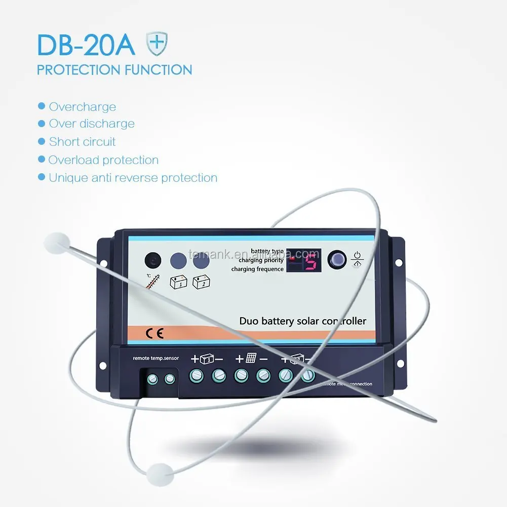 Epever 20a Dual Battery Solar Charge Controller,12v 24v Auto For Rvs,Boat,Caravans,Bus Or Two ...